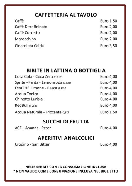 Menu BAR – Teatro Salotto Magico